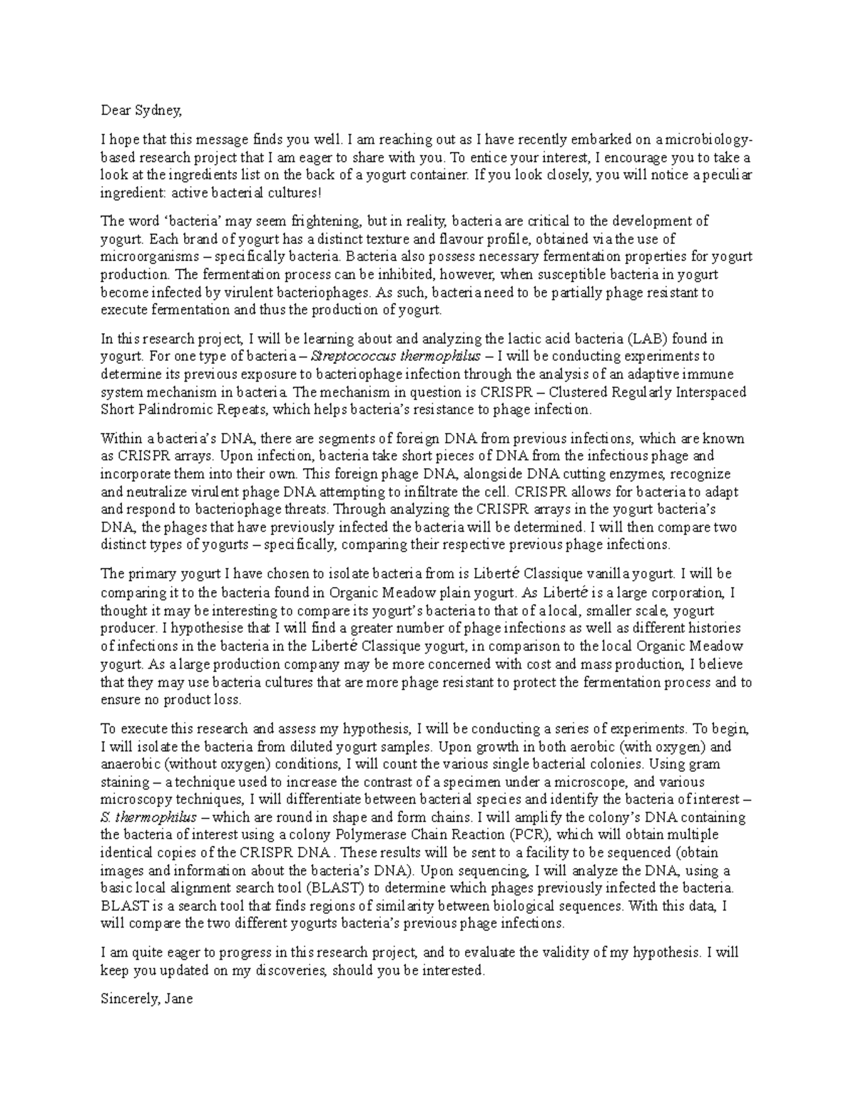 Researching Phage Resistance in Yogurt Bacteria: Assignment 1 MICR ...