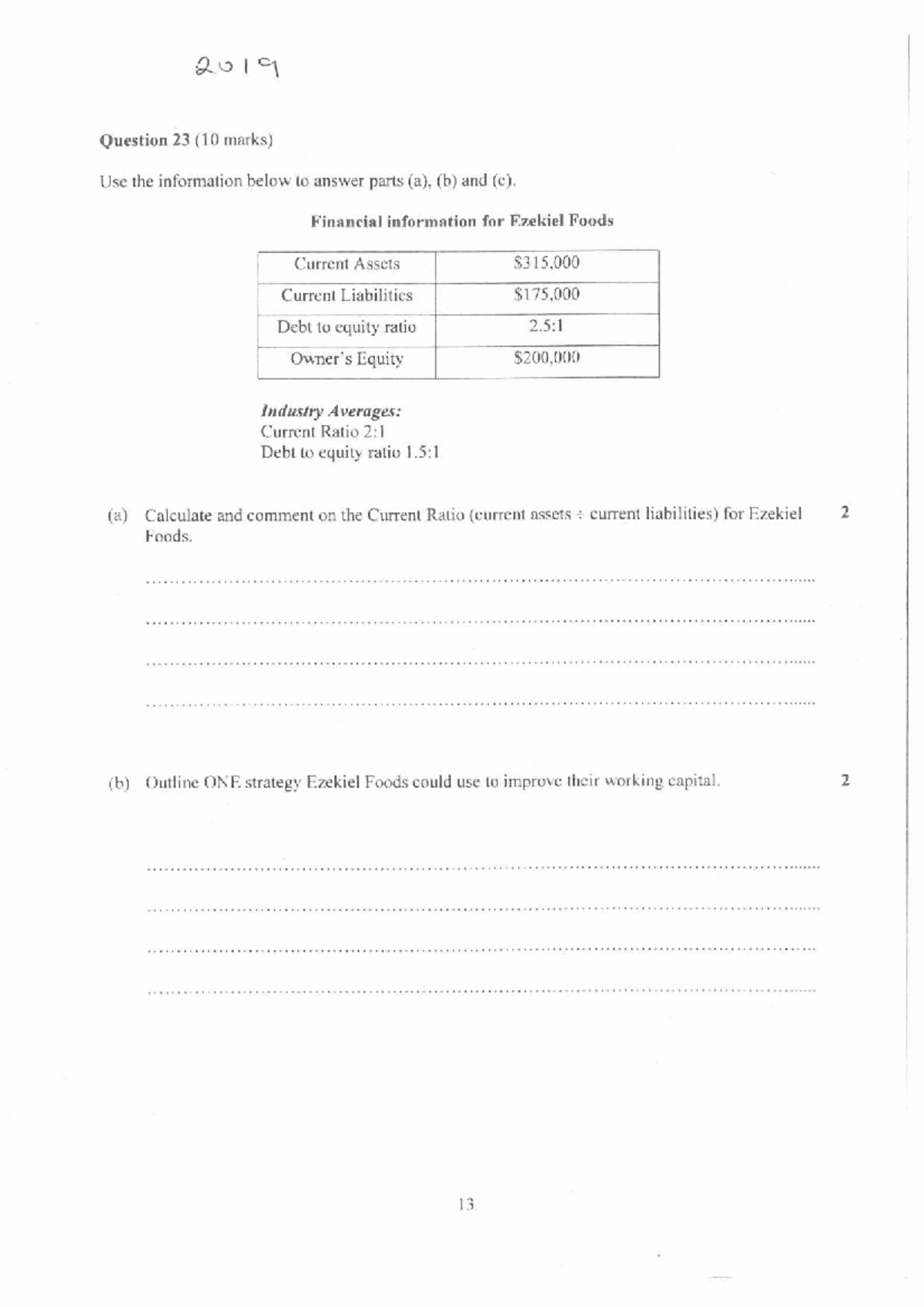 Finance Trials: 2019 Questions on Financial Ratios and Analysis - Studocu