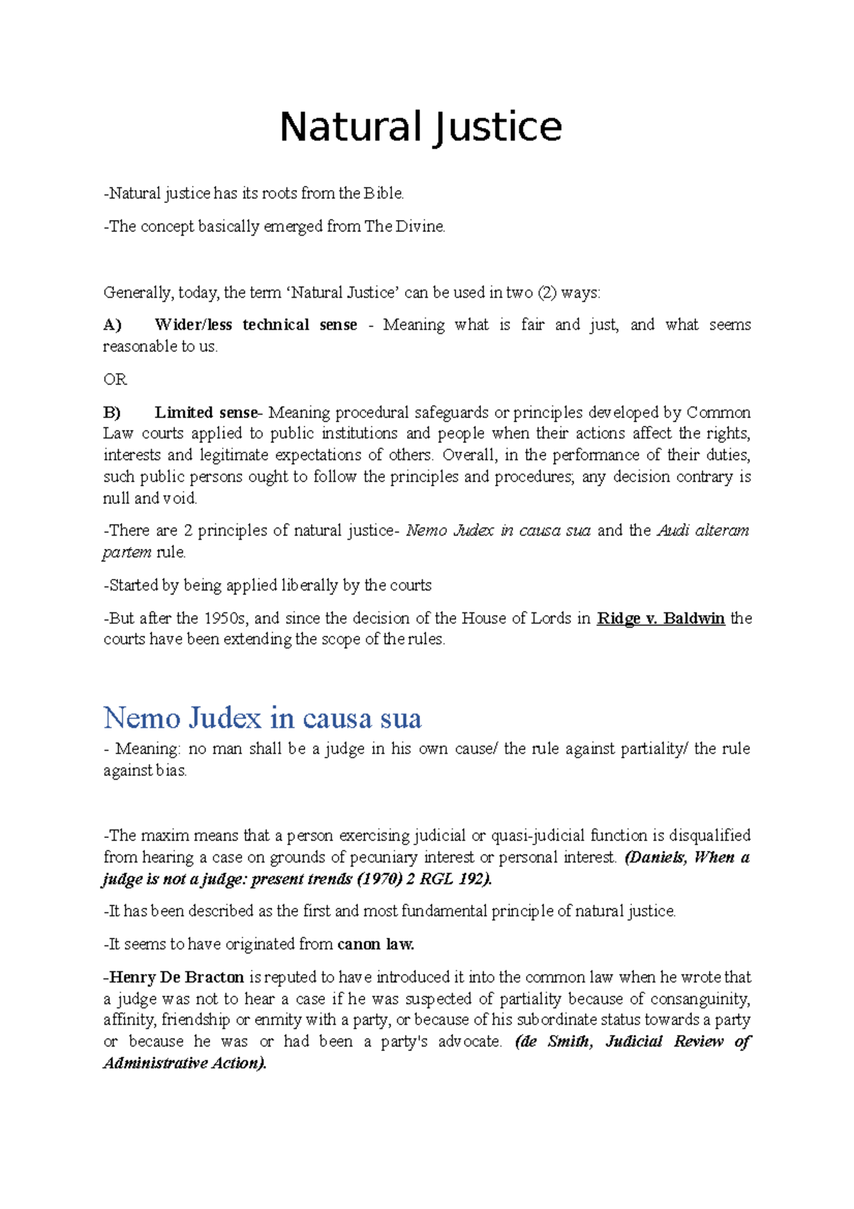 Natural Justice Lecture Notes (LAW 101) - Principles & Applications ...