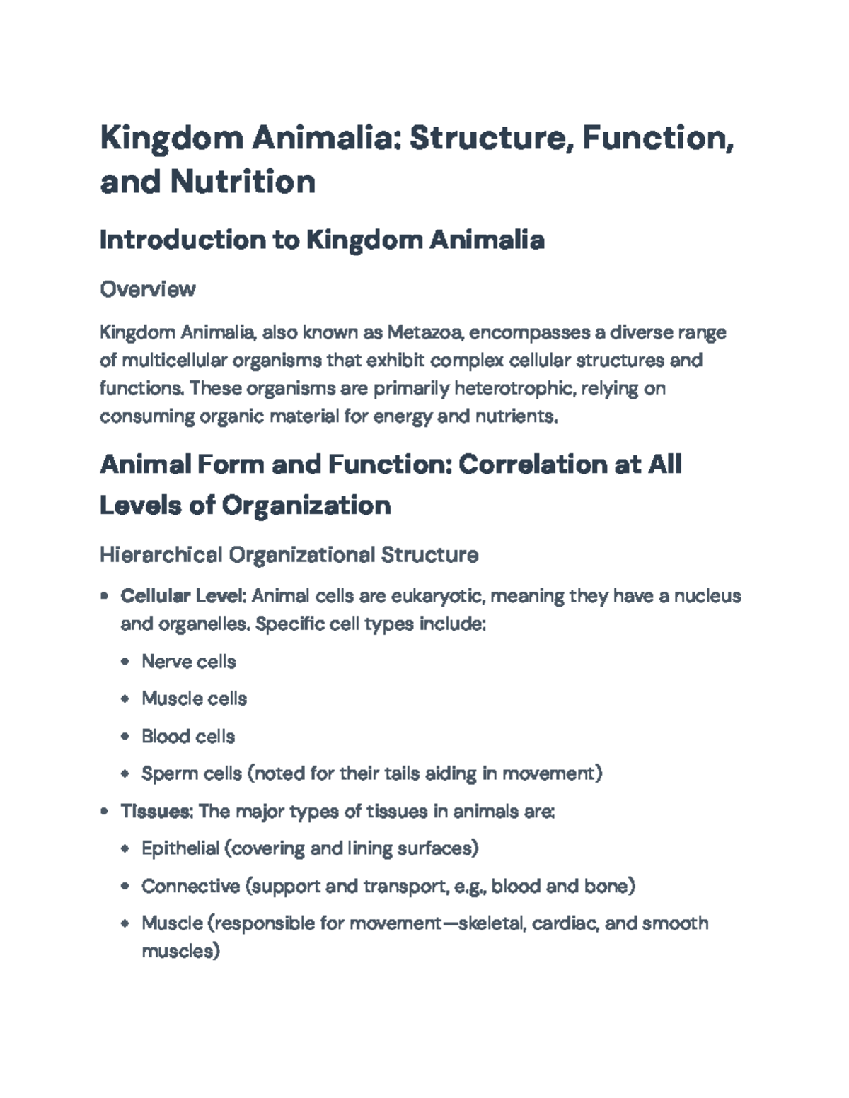 Exploring Kingdom Animalia: Structure, Function & Nutrition - Kingdom ...