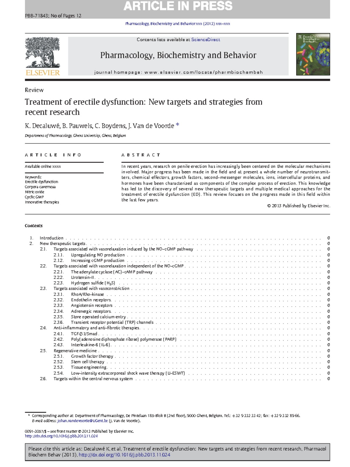 Title: PBB-71843 - Review of New Strategies in Erectile Dysfunction ...