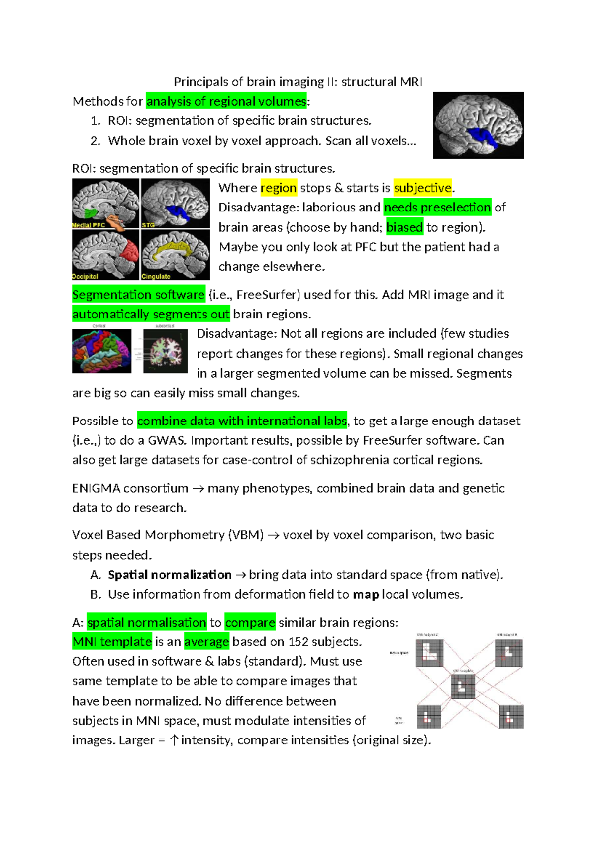 Lc3 Final Exam: Structural MRI Methods & VBM Analysis - Studeersnel