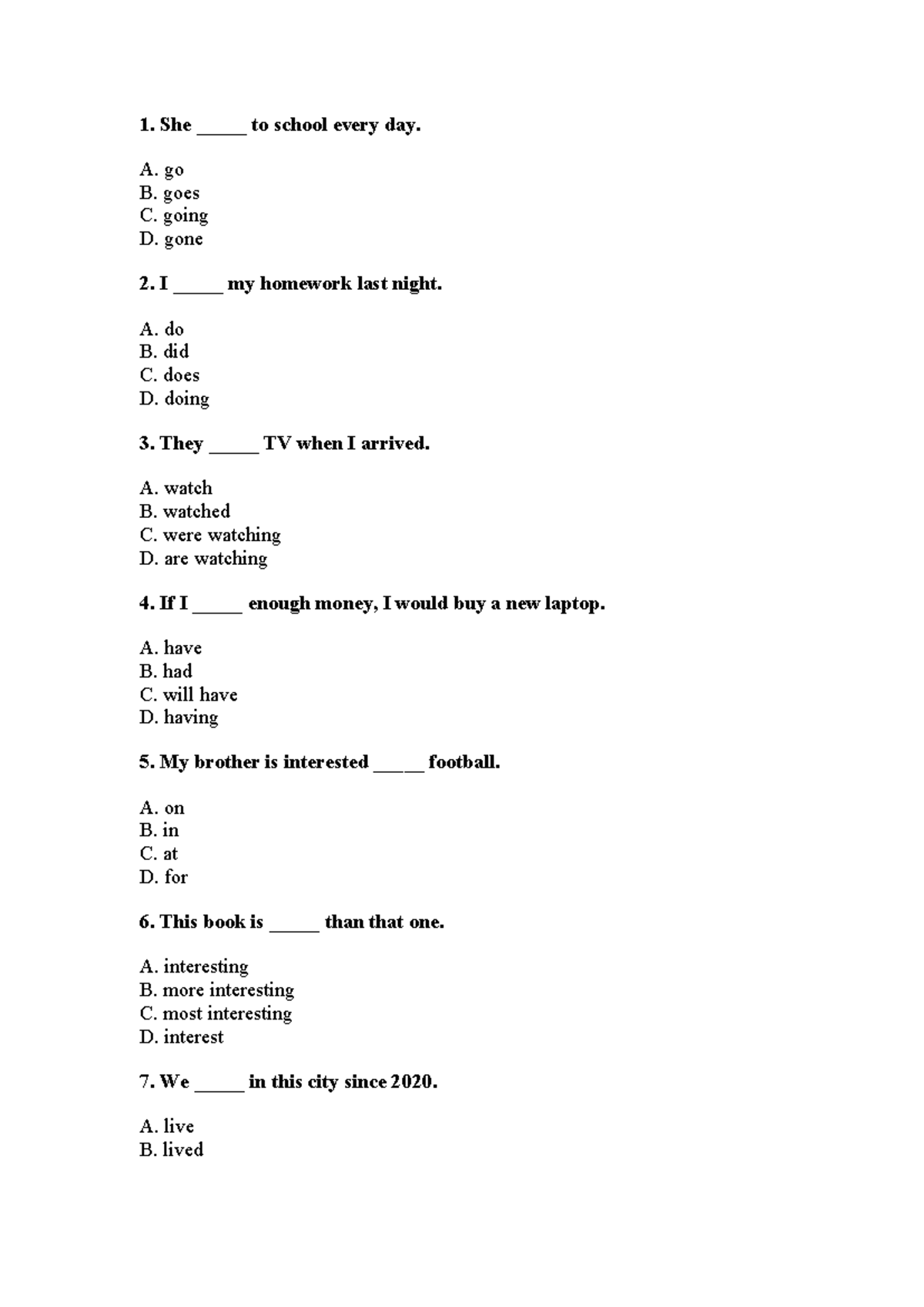 Tiếng Anh Ôn Tập - Quiz 1: Grammar and Vocabulary Exercises - Studocu