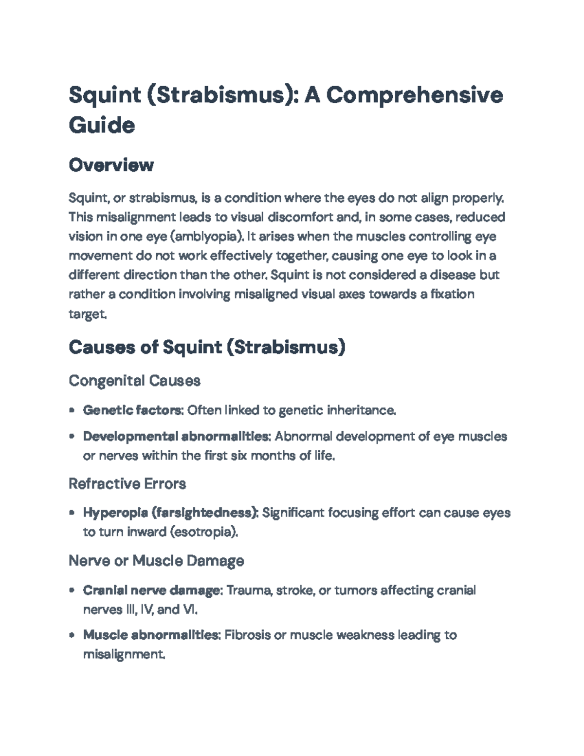 Comprehensive Guide to Squint (Strabismus): Causes, Types, and ...