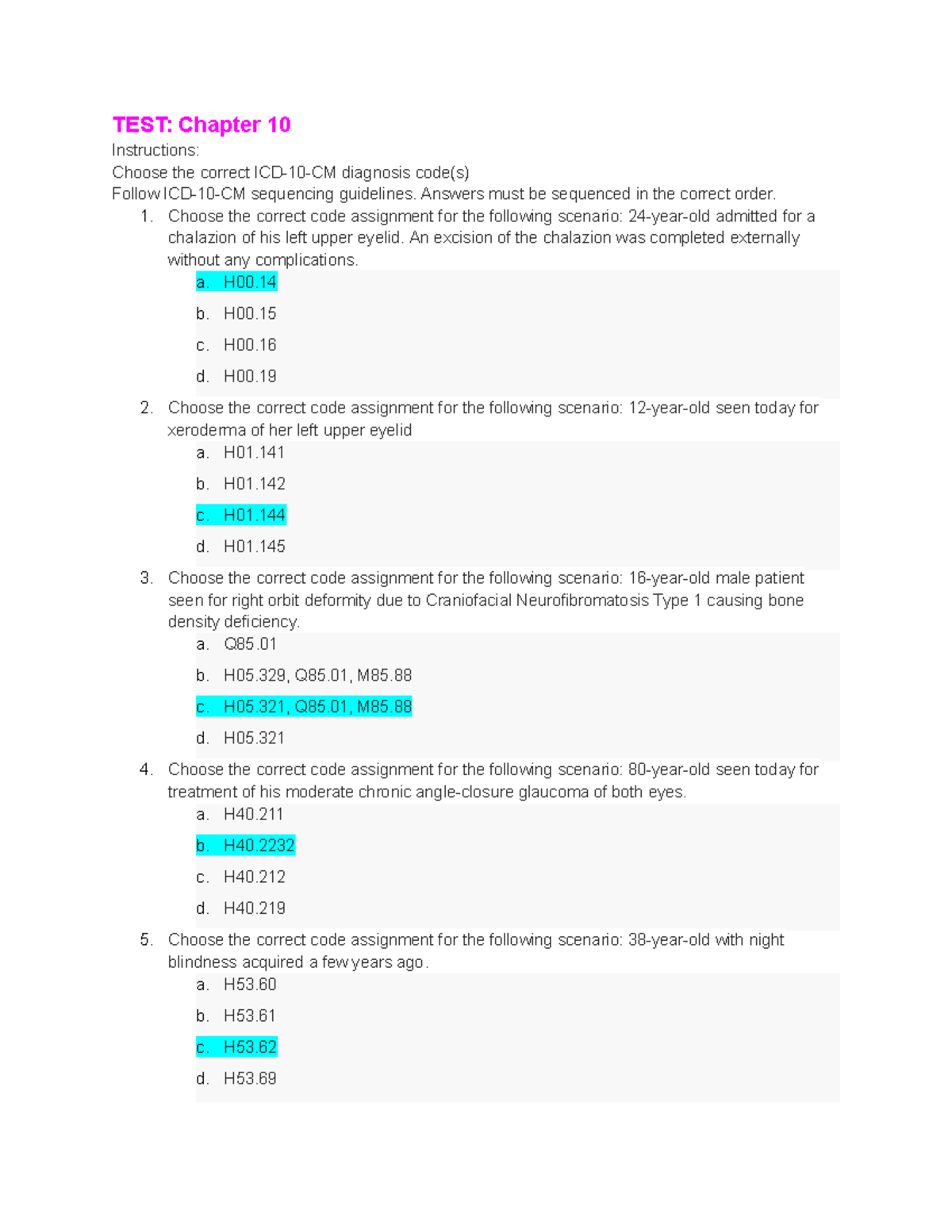Diagnosis Coding - Chapter 10: Correct Code Assignments - Studocu