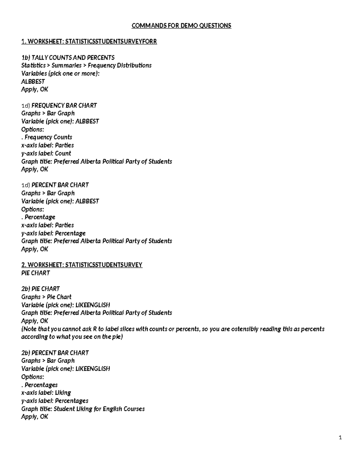 Demo Commands V65: Statistics Student Survey Analysis and Graphs - Studocu