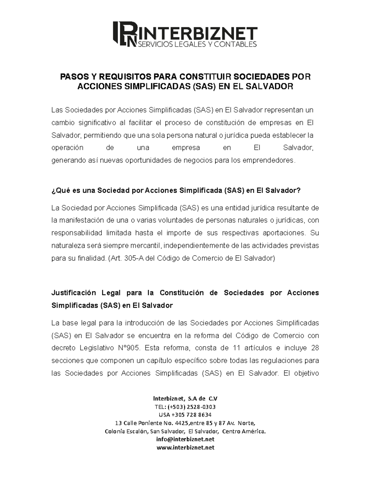 Pasos y Requisitos para Constituir SAS en El Salvador - lnterbiznet, S ...