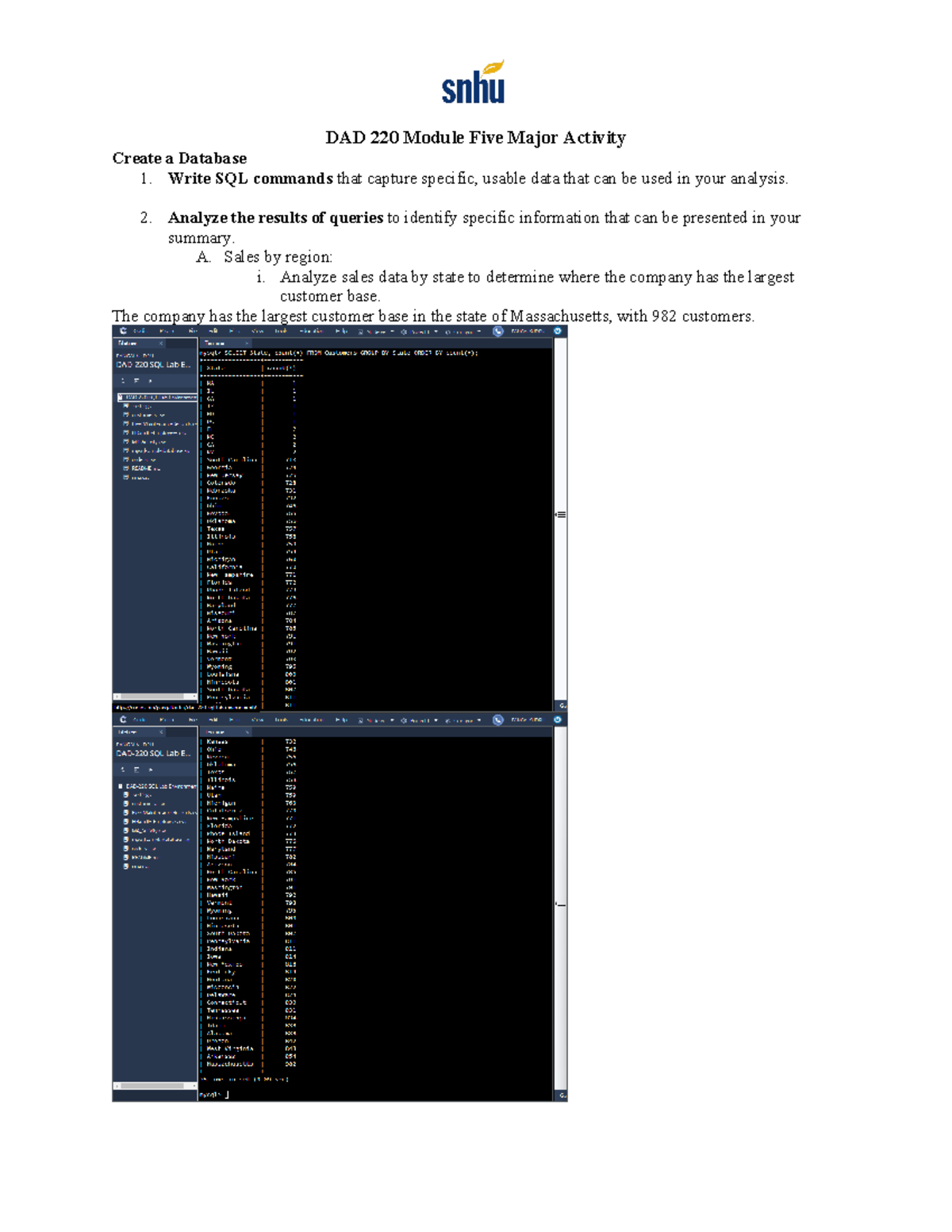 DAD M5 Activity - Module 5 - DAD 220 Module Five Major Activity Create ...