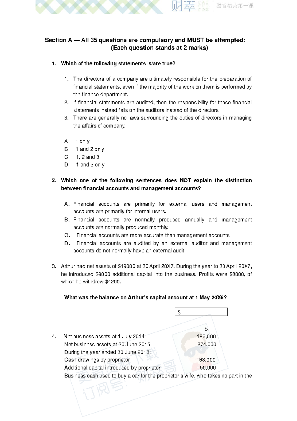 Mock Exam 3 [2016 .3] - Financial Accounting Compulsory Questions - Studocu