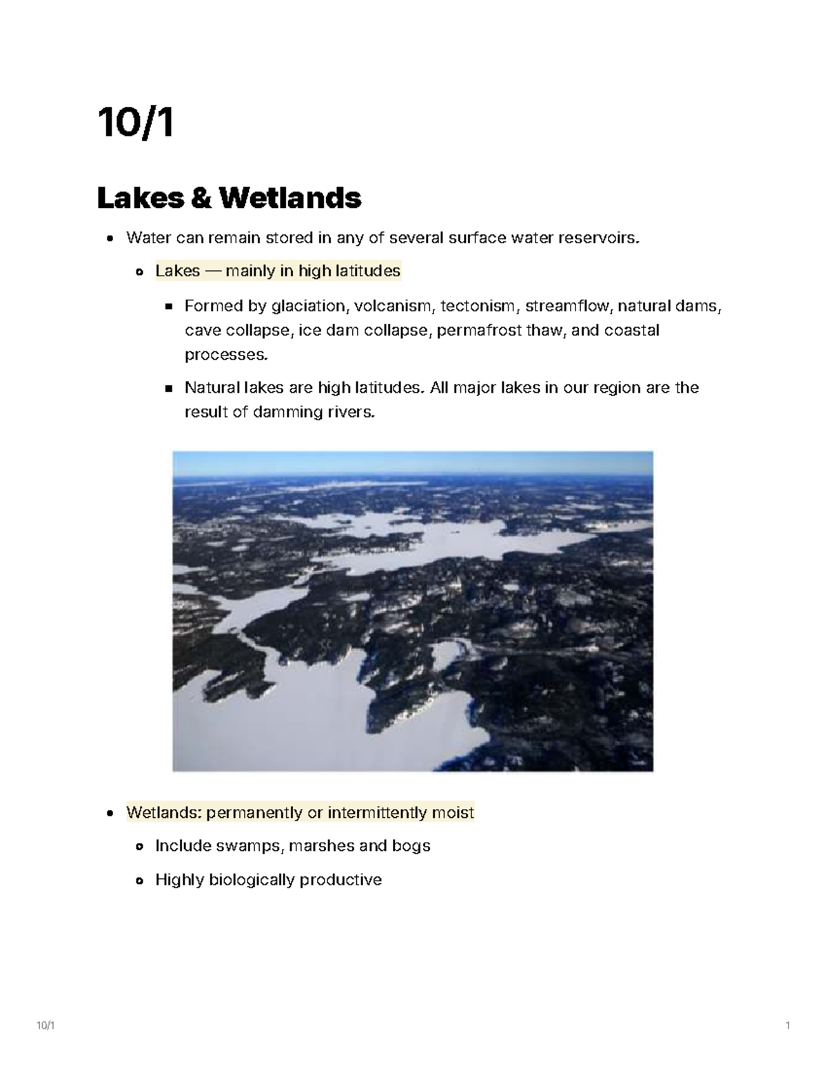 Hydrology Overview: Lakes, Streams & Wetlands Dynamics (Course Code ...