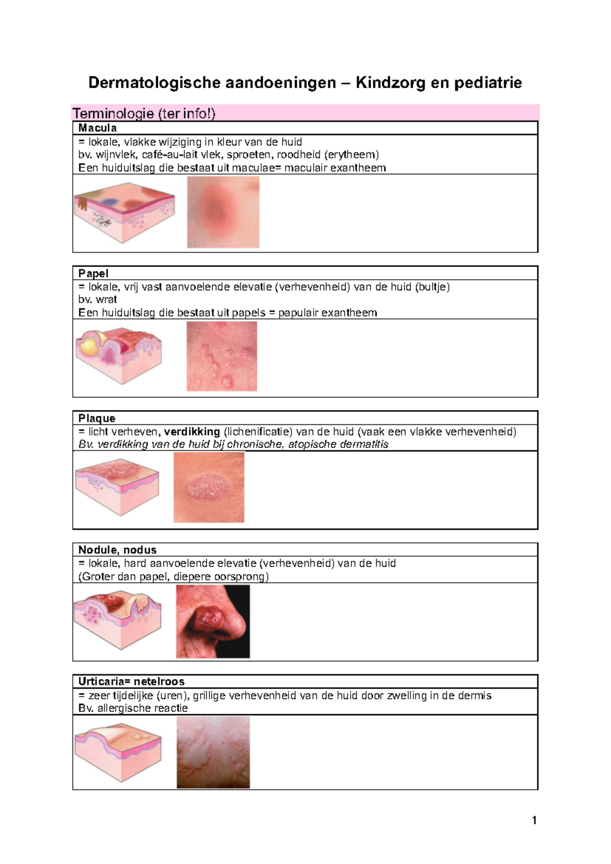 Dermatologische Aandoeningen in Kindzorg en Pediatrie: Terminologie en ...