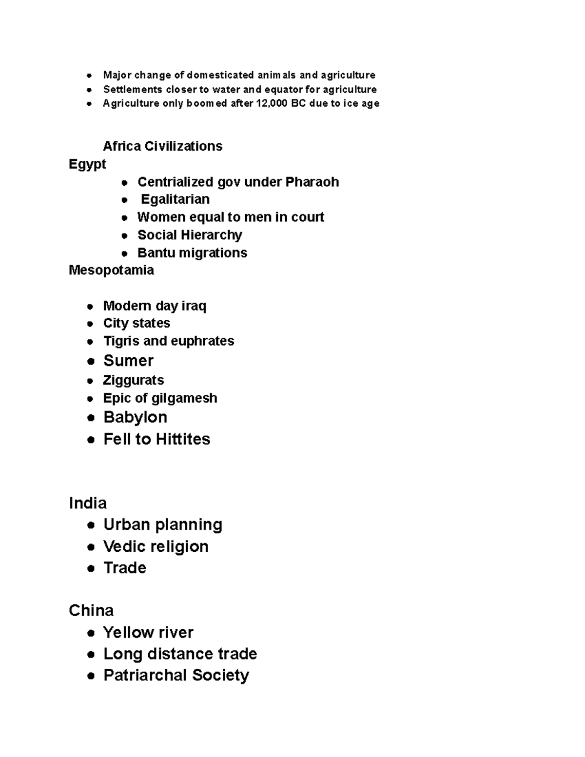 AP World notes - Major change of domesticated animals and agriculture ...