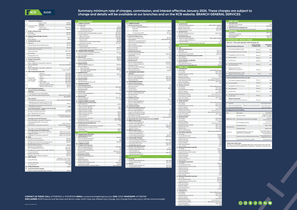 KCB Bank Tariff Guide: Comprehensive Fee Breakdown for 2024 - Studocu
