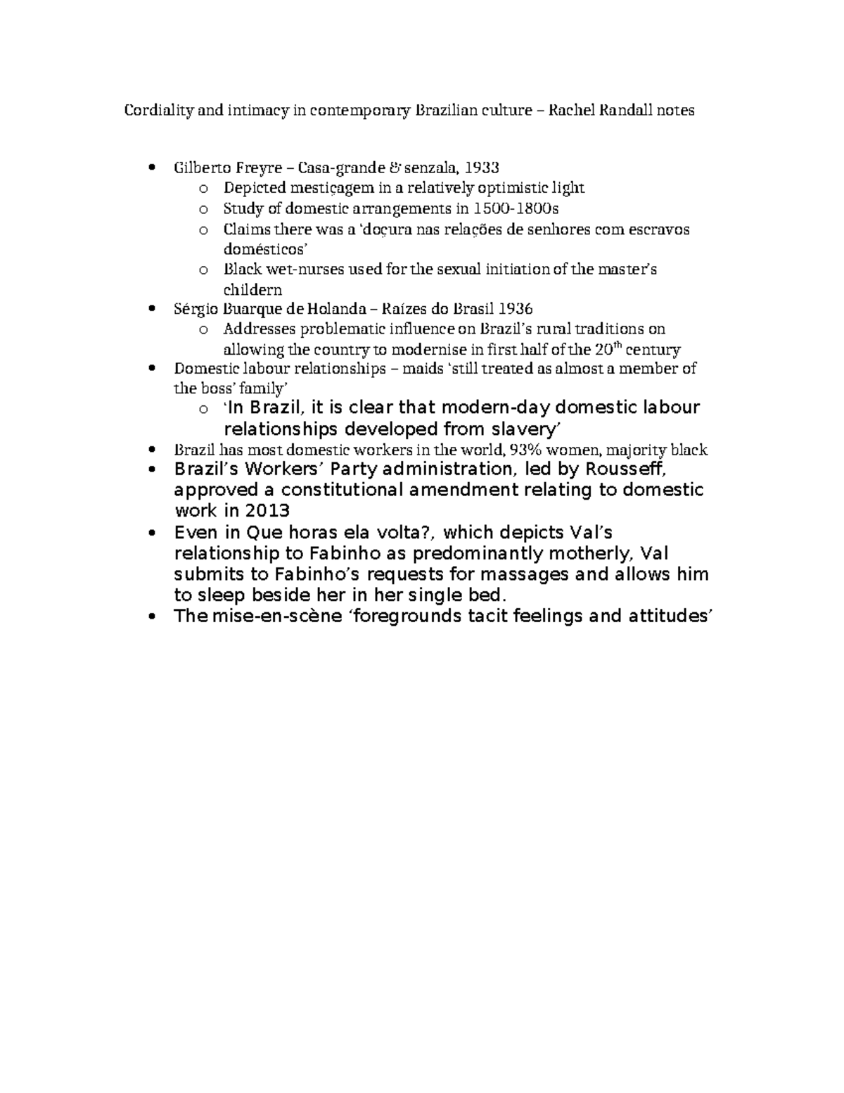 Rachel Randall: Cordiality and Intimacy Notes (Course Code) - Studocu