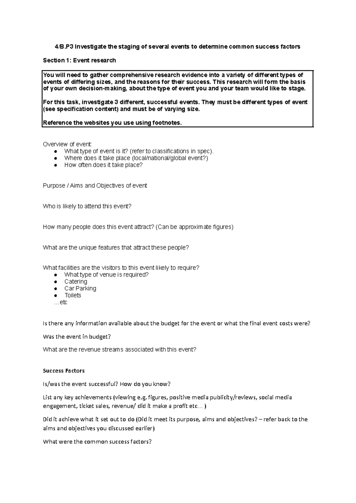 Event Planning and Success Factors: A Comprehensive Guide - 4/B/4/C ...