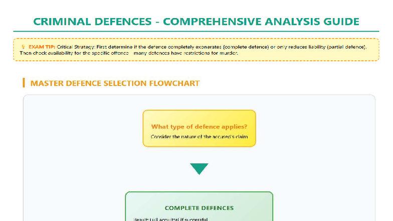CRIMINAL LAW 101: EXAM NOTES ON DEFENCES AND STRATEGIES - Studocu