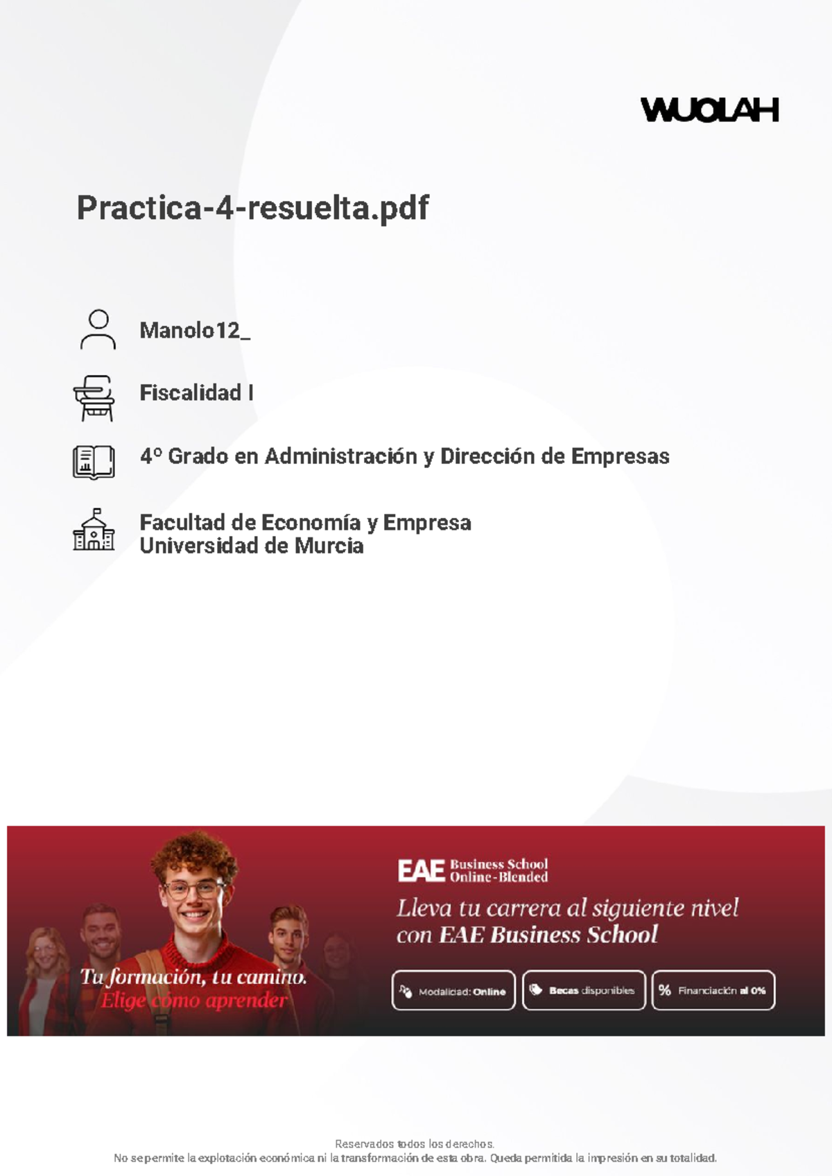 Práctica 4 Resuelta - Fiscalidad I 4º Grado en ADE - Studocu
