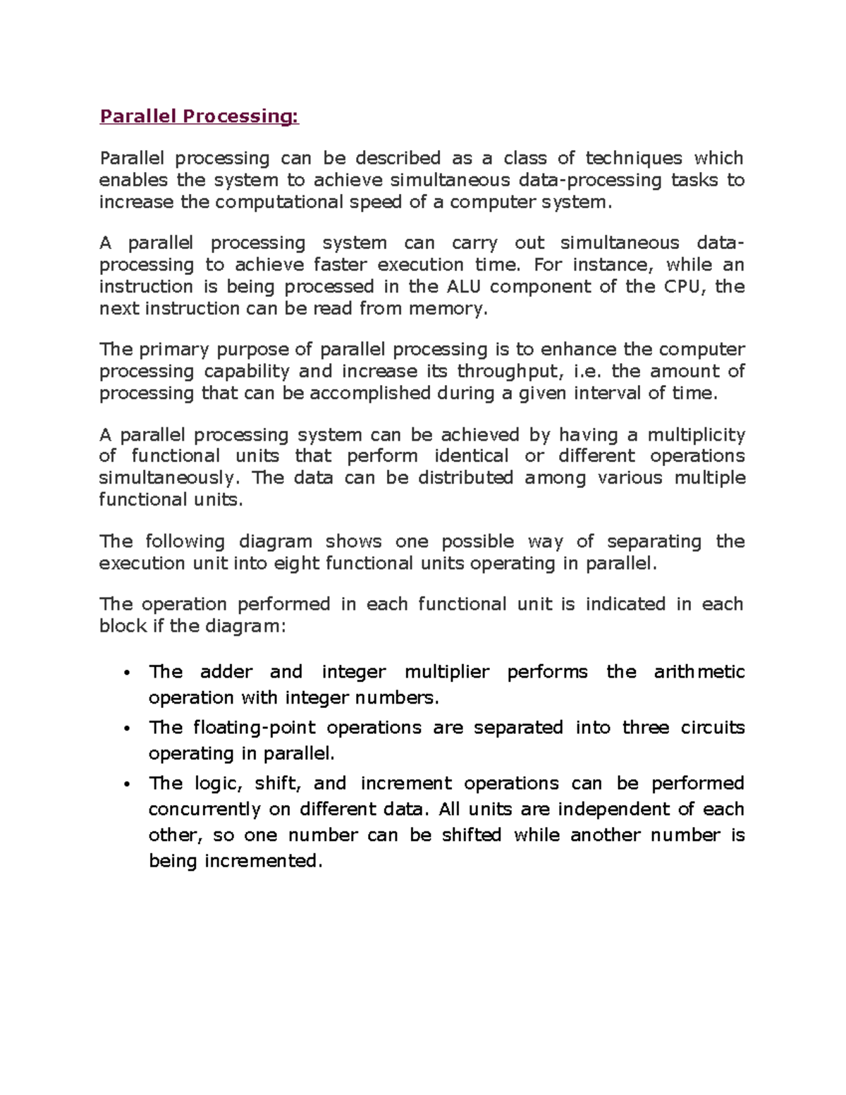 COA 5TH Lesson - Comprehensive Notes on Parallel Processing ...