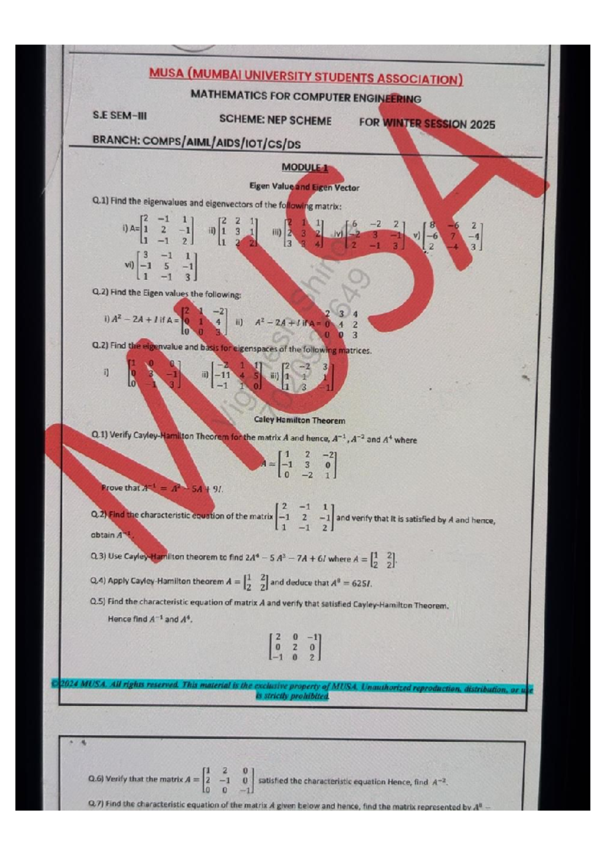 MUSA M3 - Mathematics for Computer Engineering: Eigenvalues ...