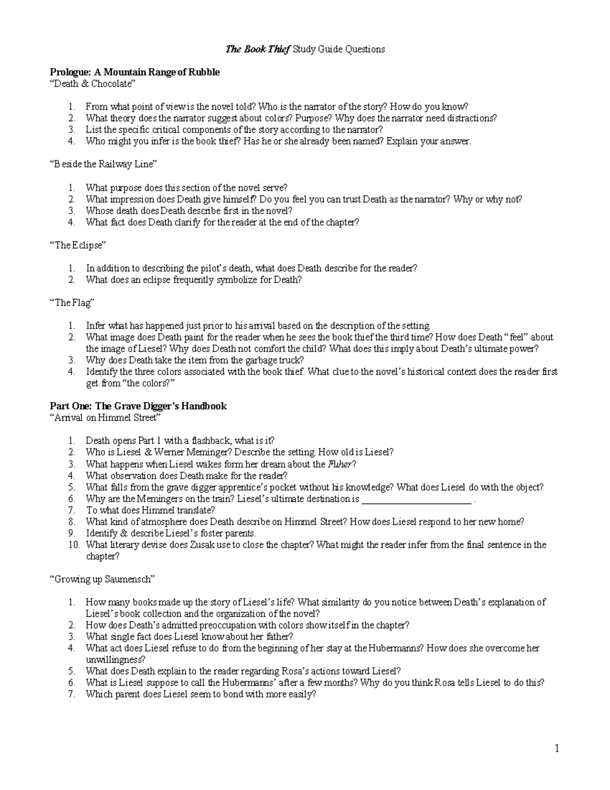 Book Thief Study Guide Questions & Analysis (ENG 220) - Studocu