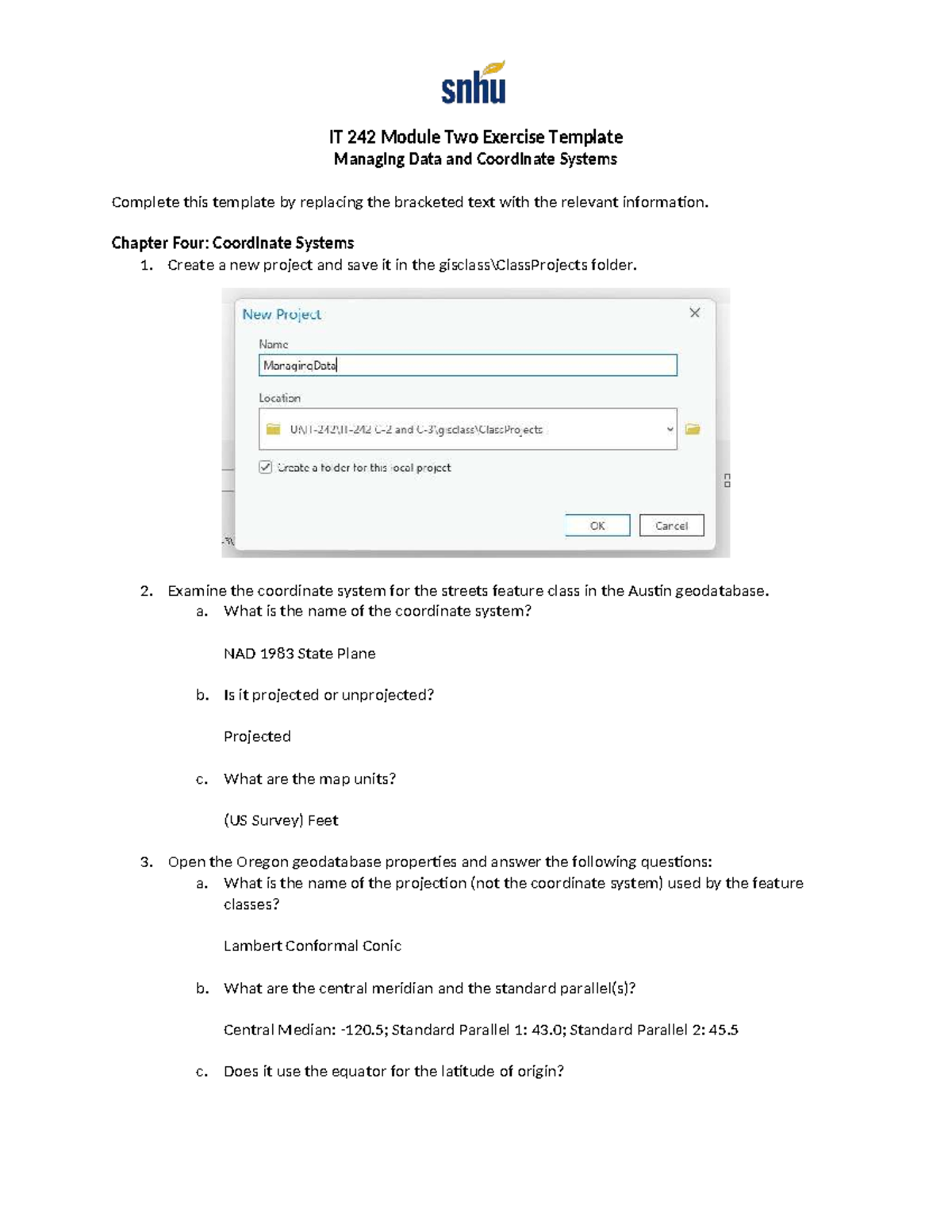 IT 242 Module 2 Exercise: Managing Data & Coordinate Systems - Studocu