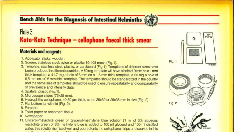 Kato Katz Technique for Diagnosing Intestinal Helminths - WHO Guide ...