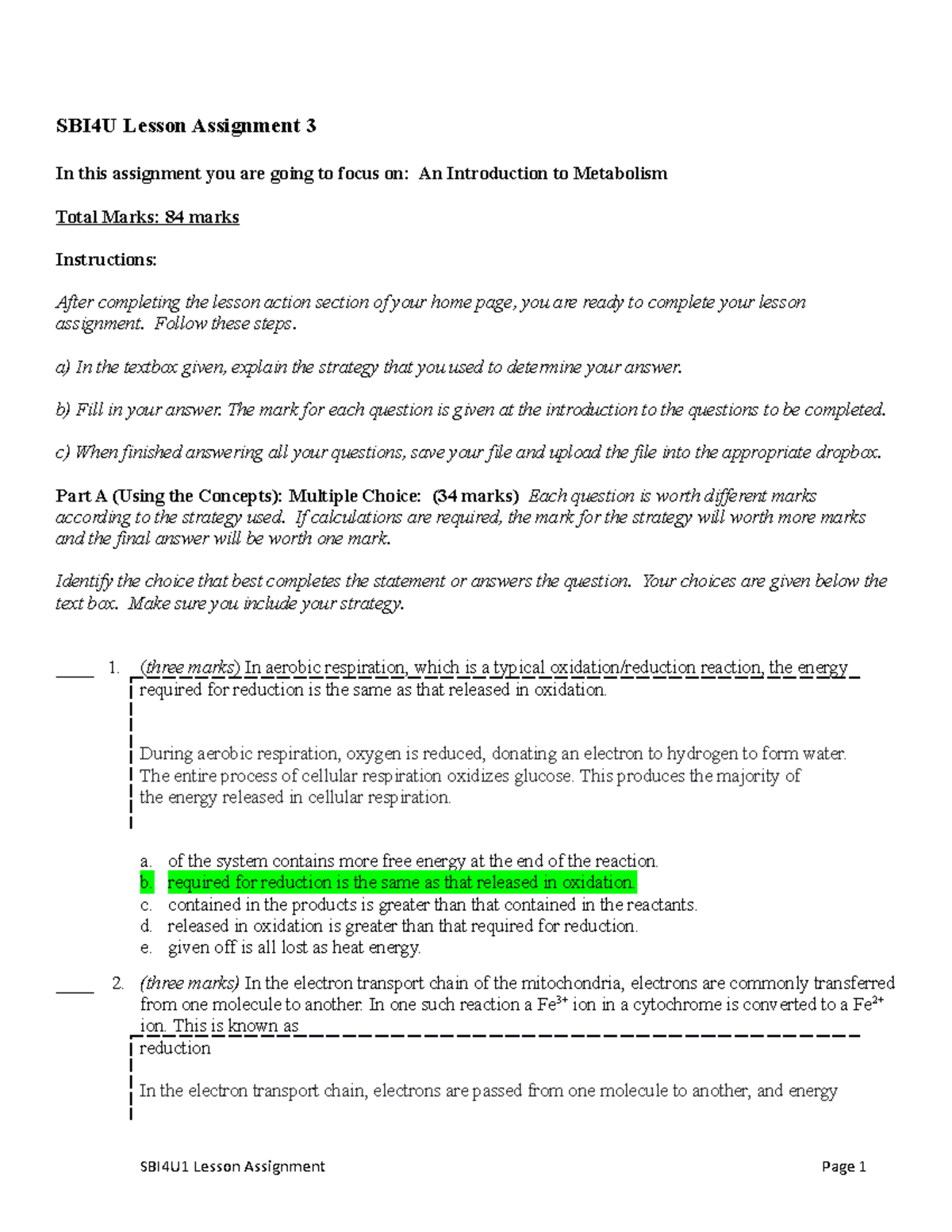 SBI4U Lesson Assignment 3 (docx) - SBI4U Lesson Assignment 3 In this ...