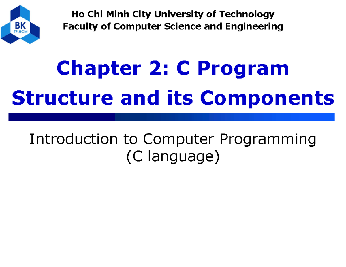 CO1003 Chapter 2: C Program Structure & Components - Studocu