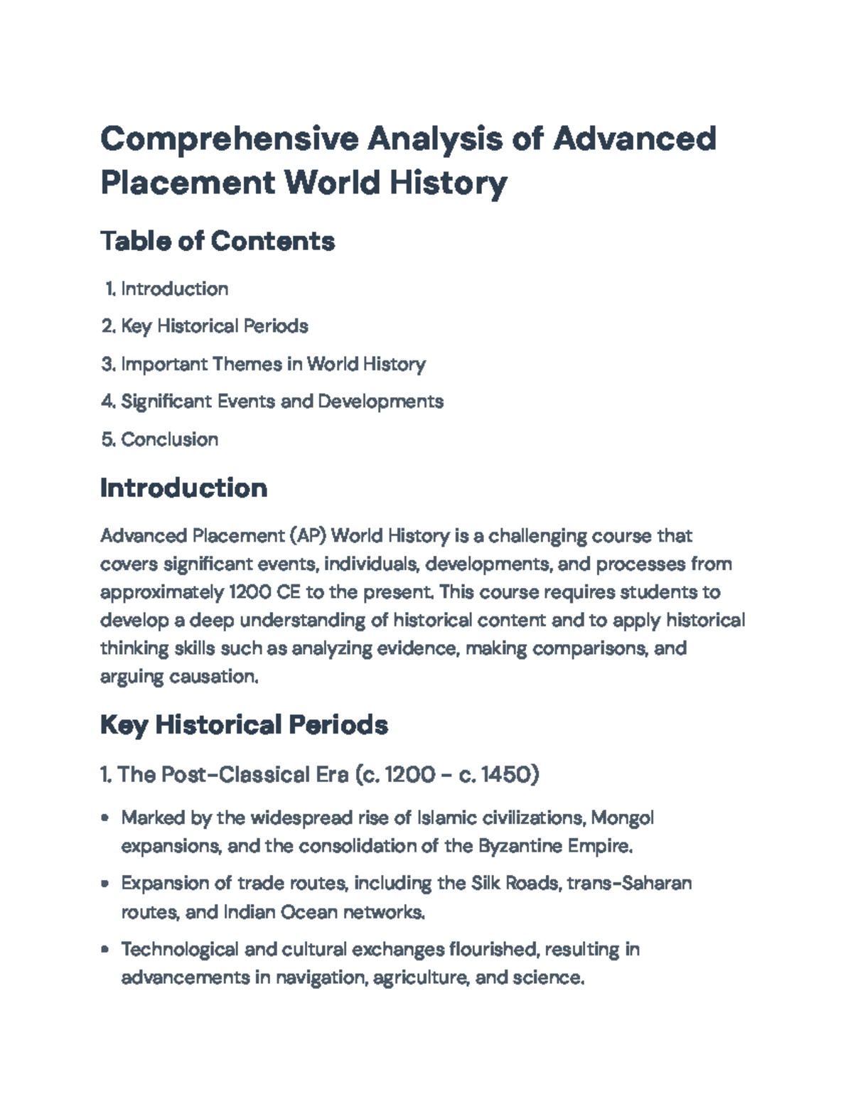 AP World History: Comprehensive Exam Study Guide & Key Themes Analysis ...