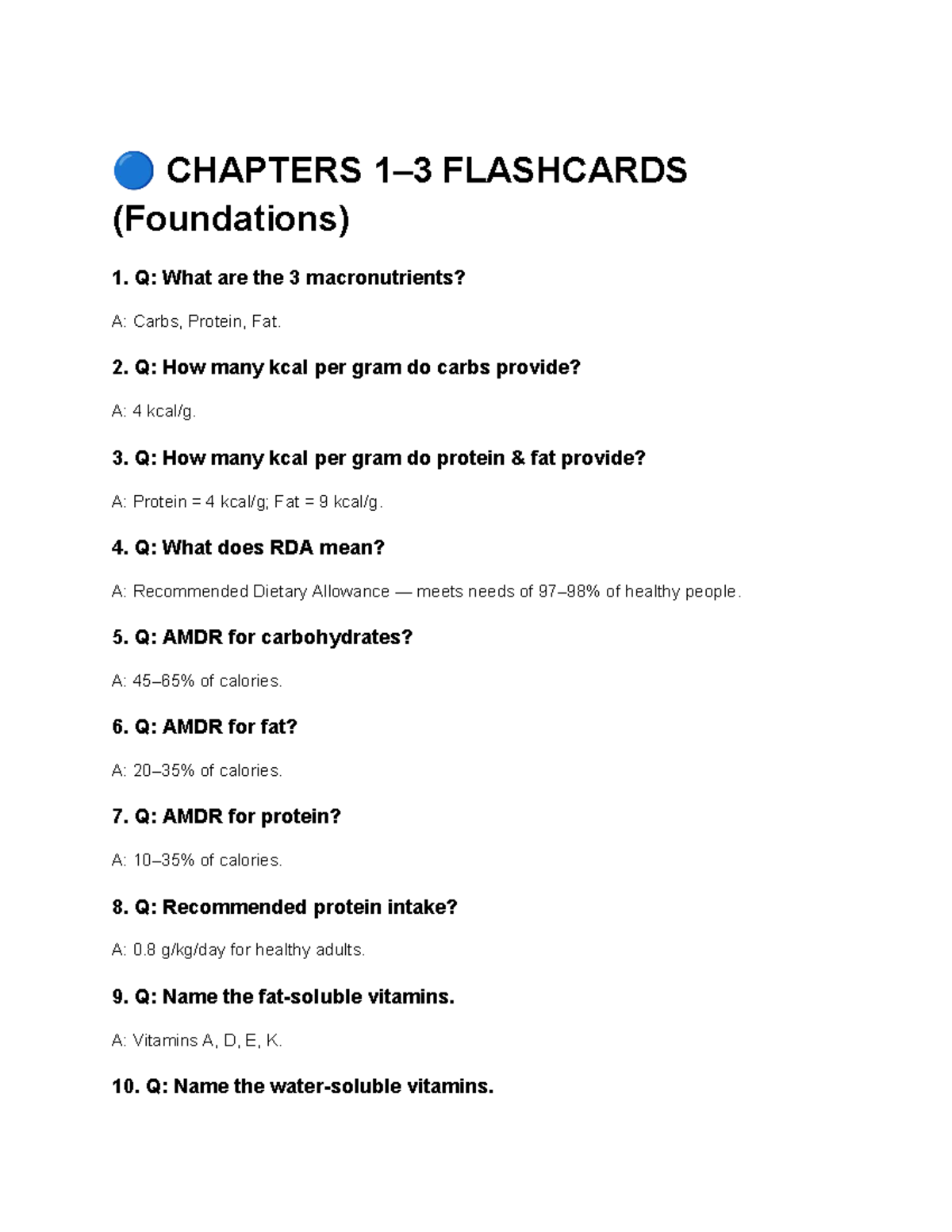 Nutrition Flashcards: Chapters 1-14 Overview - Studocu