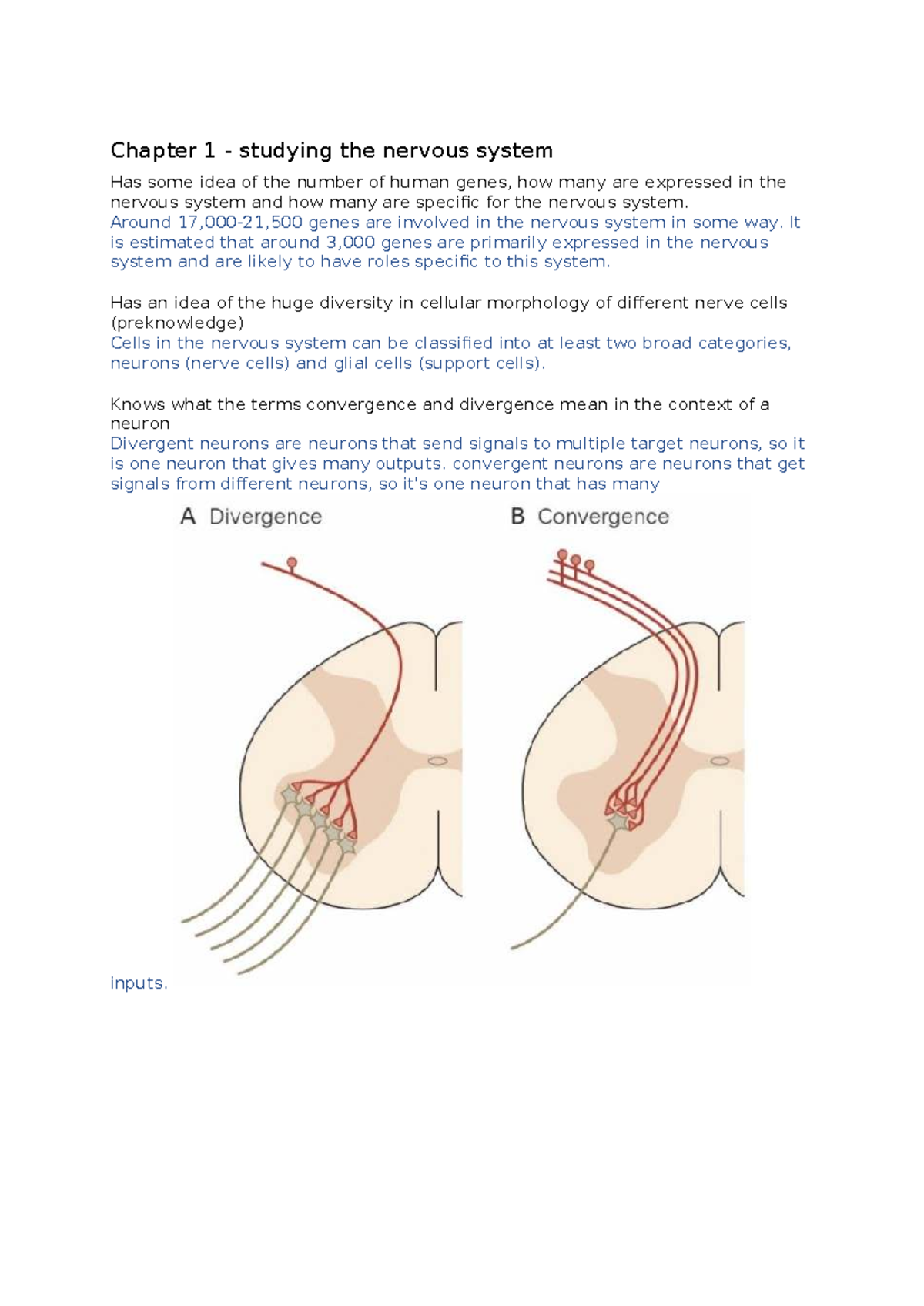 Chapter 1 Learning Objectives: Exploring the Nervous System - Studeersnel