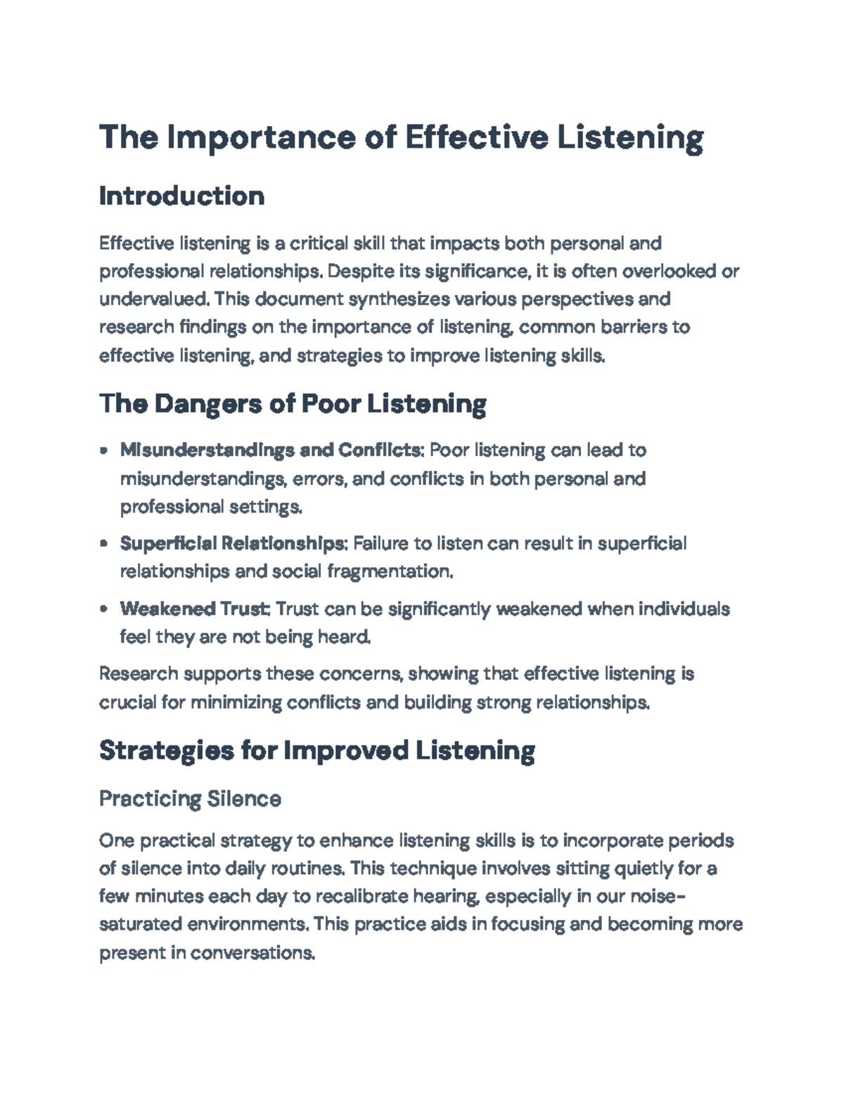 The Importance of Effective Listening: Strategies and Insights - The ...