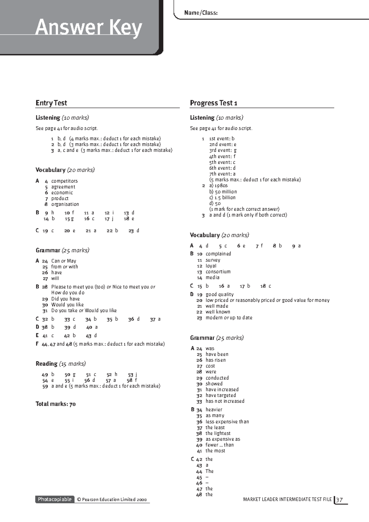 499711501 Market Leader Intermediate Answer Keys and Test Solutions ...