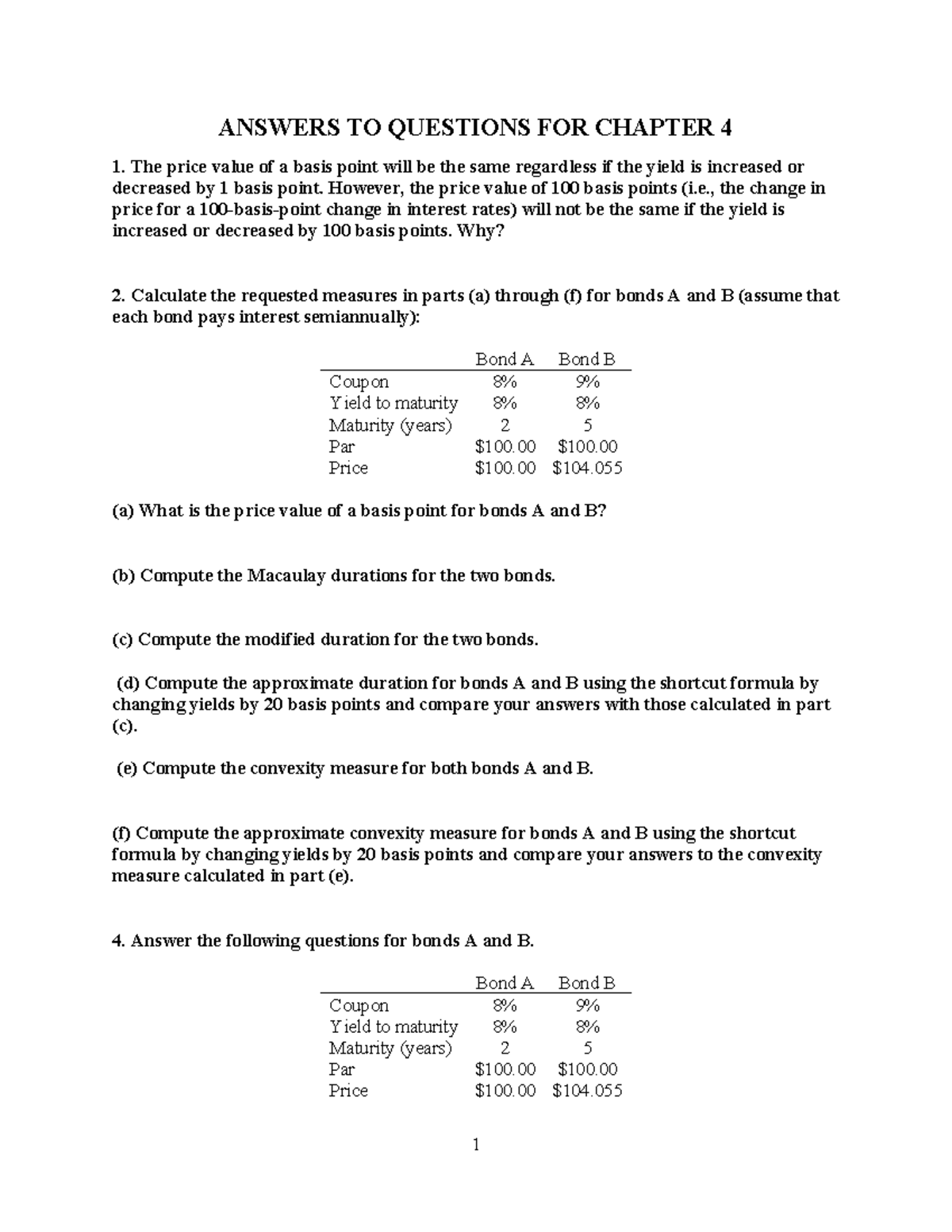 Workshop 3 W4: Answers to Chapter 4 Bond Questions - Studocu
