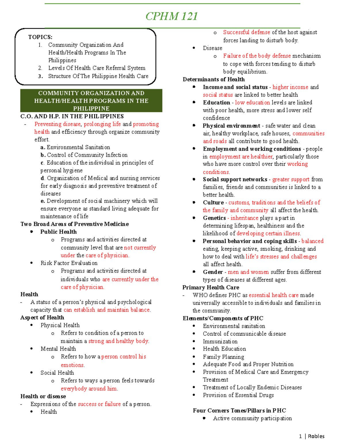 CPHM 101: Comprehensive Notes on Community Health Programs in the ...