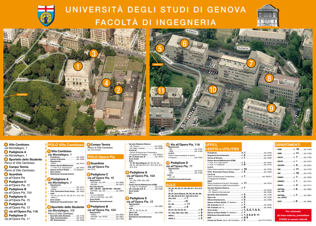 Mappa delle sedi e uffici - Ingegneria, Uni Genova - Studocu