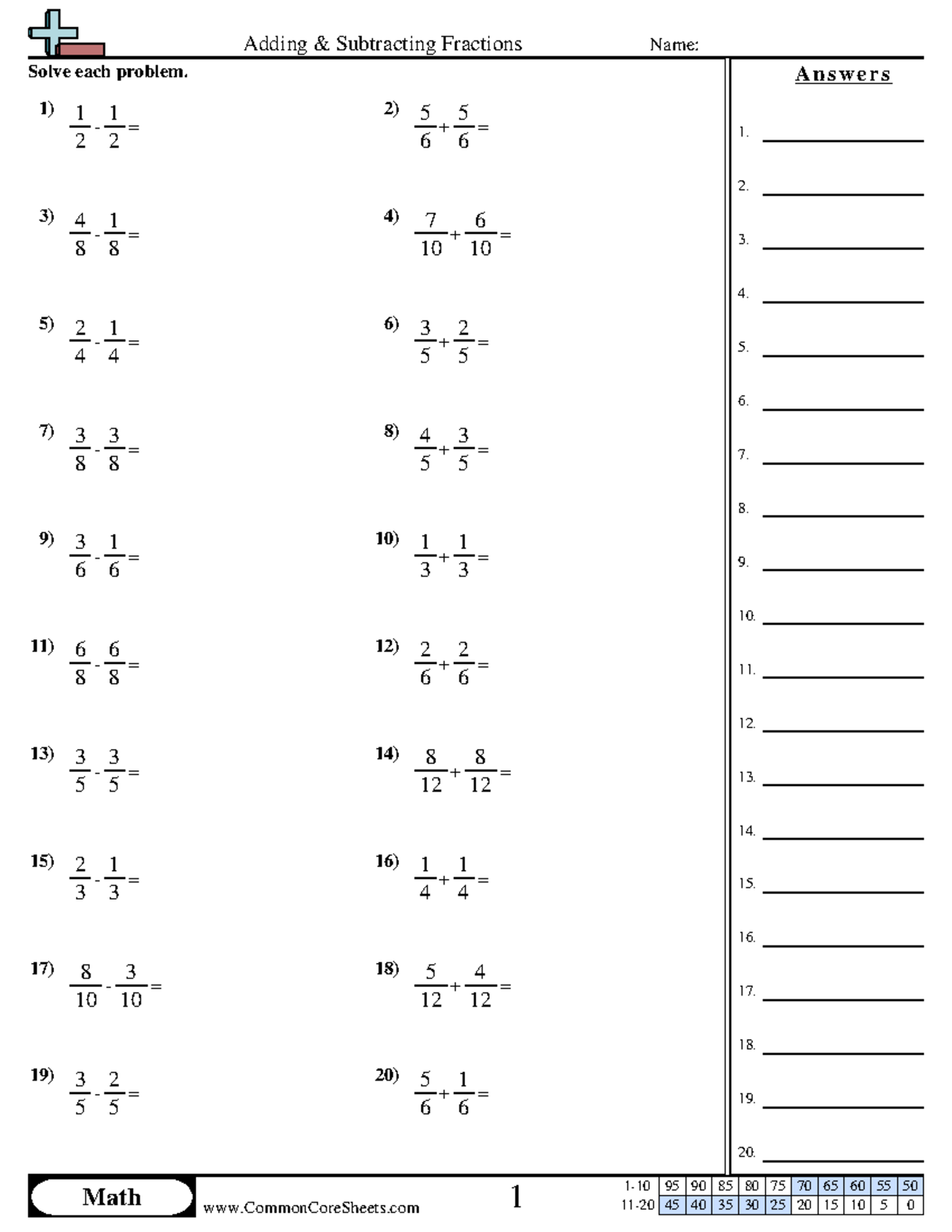 02-12 - Lesson: Adding and Subtracting Fractions Answer Key - Studocu