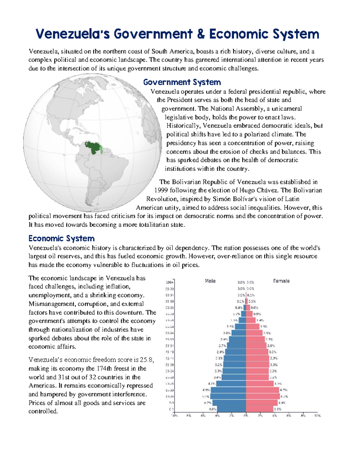 Analysis of Government & Economic Systems: Venezuela, Zimbabwe, Vietnam ...