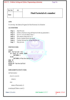 AD3461 ML LAB Manual - KGiSL Institute of Technology (Approved by AICTE, New Delhi; Affiliated ...