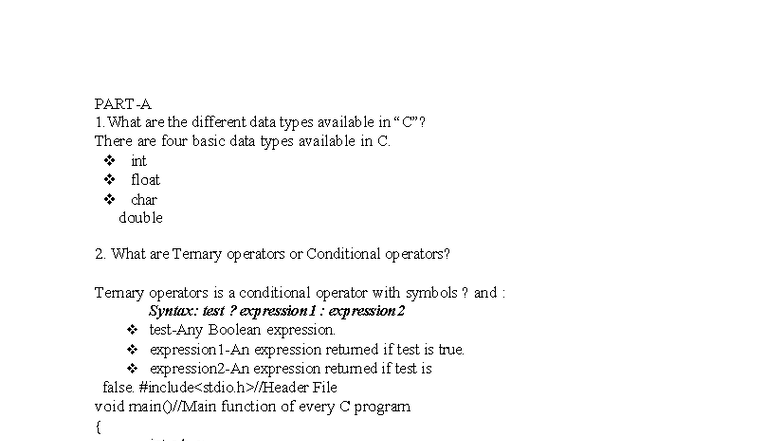 CPDS Important Questions for IAT: C Programming Concepts - Studocu