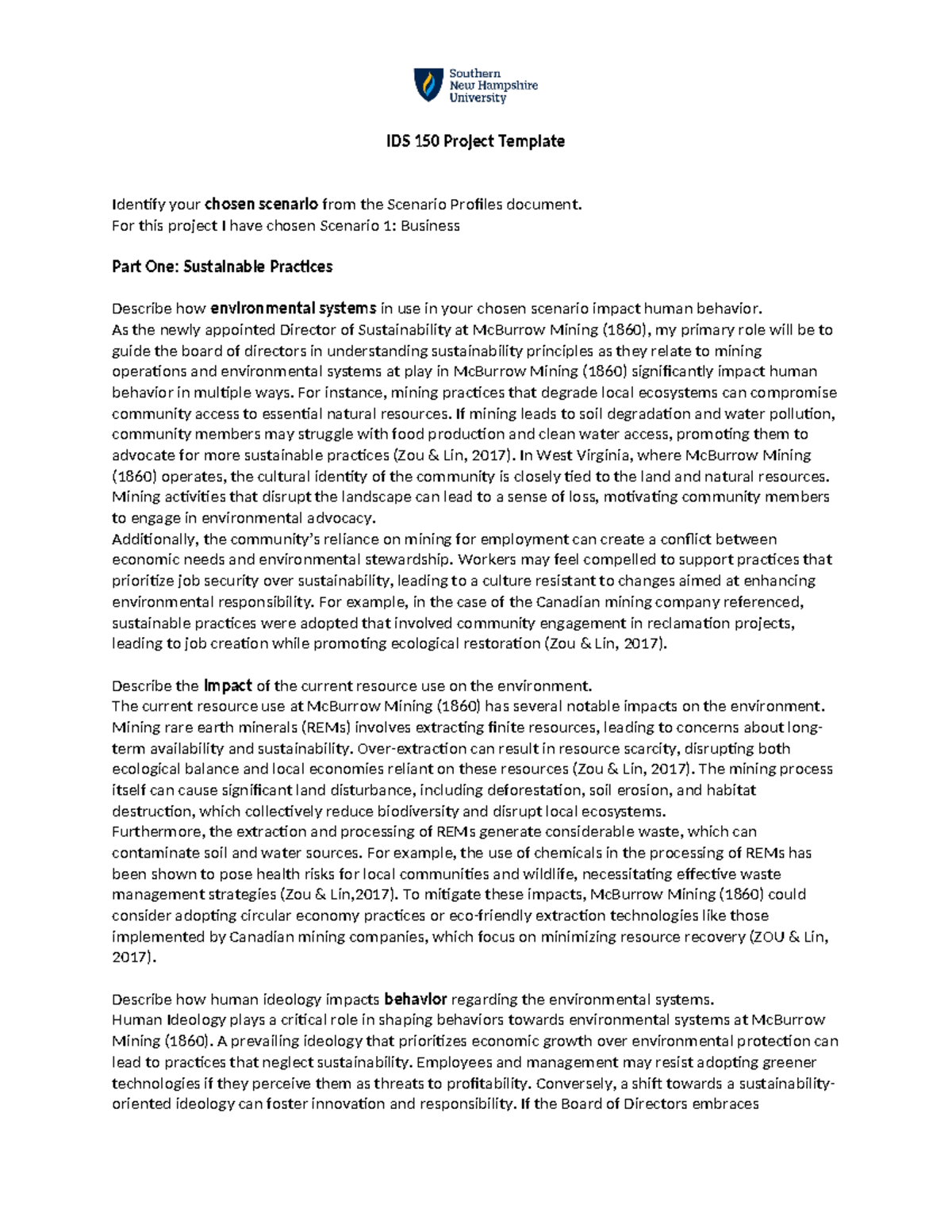 IDS 150 Final Project: Sustainability Practices at McBurrow Mining ...