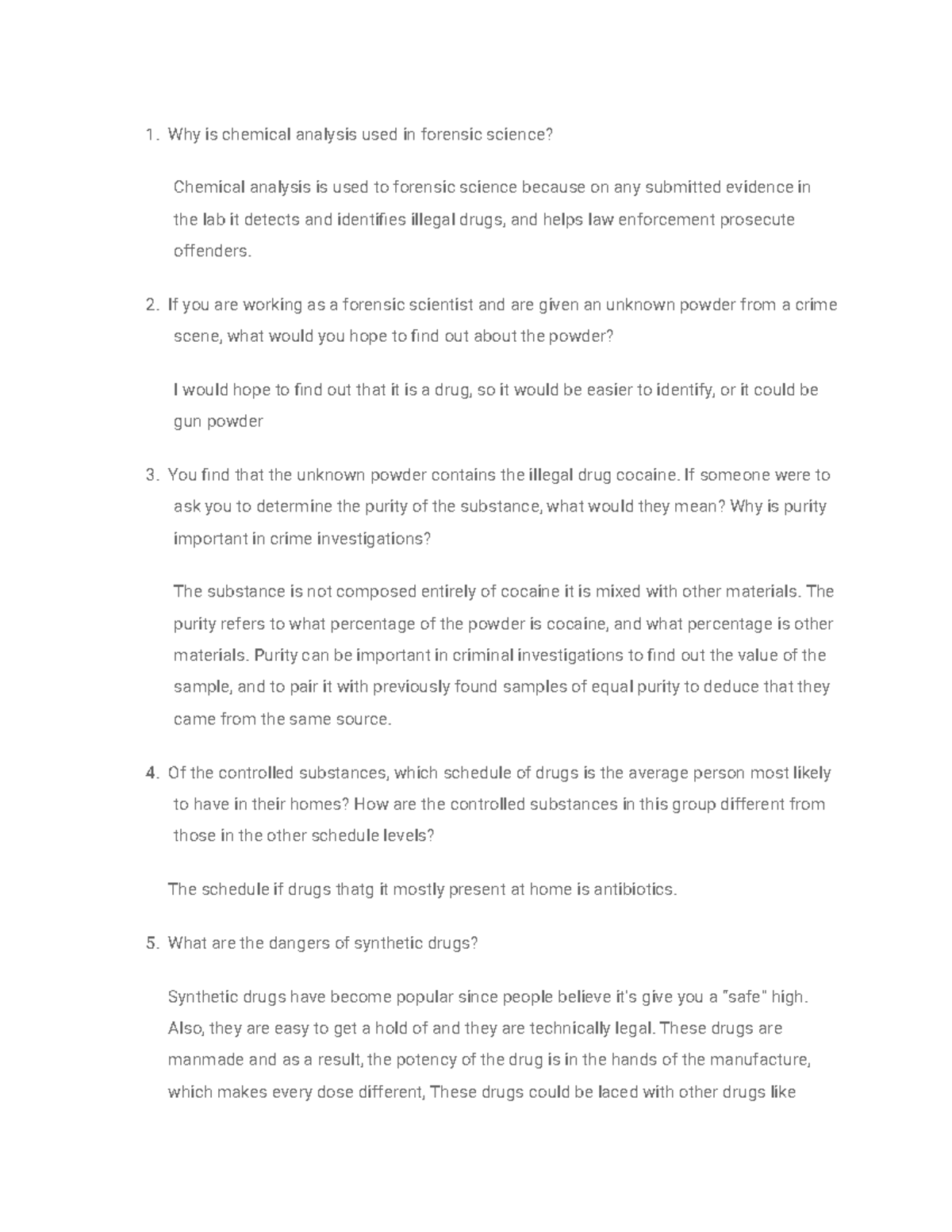 Forensic Science Unit 1 Lab: Chemical Analysis & Drug Identification ...
