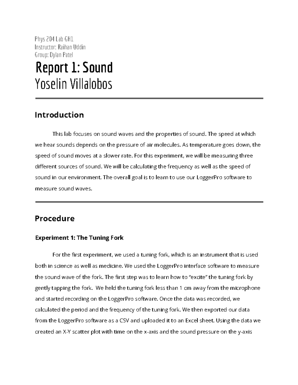 PHYS 204 Lab 1 - Experiment Report on Sound Waves and Frequencies - Studocu