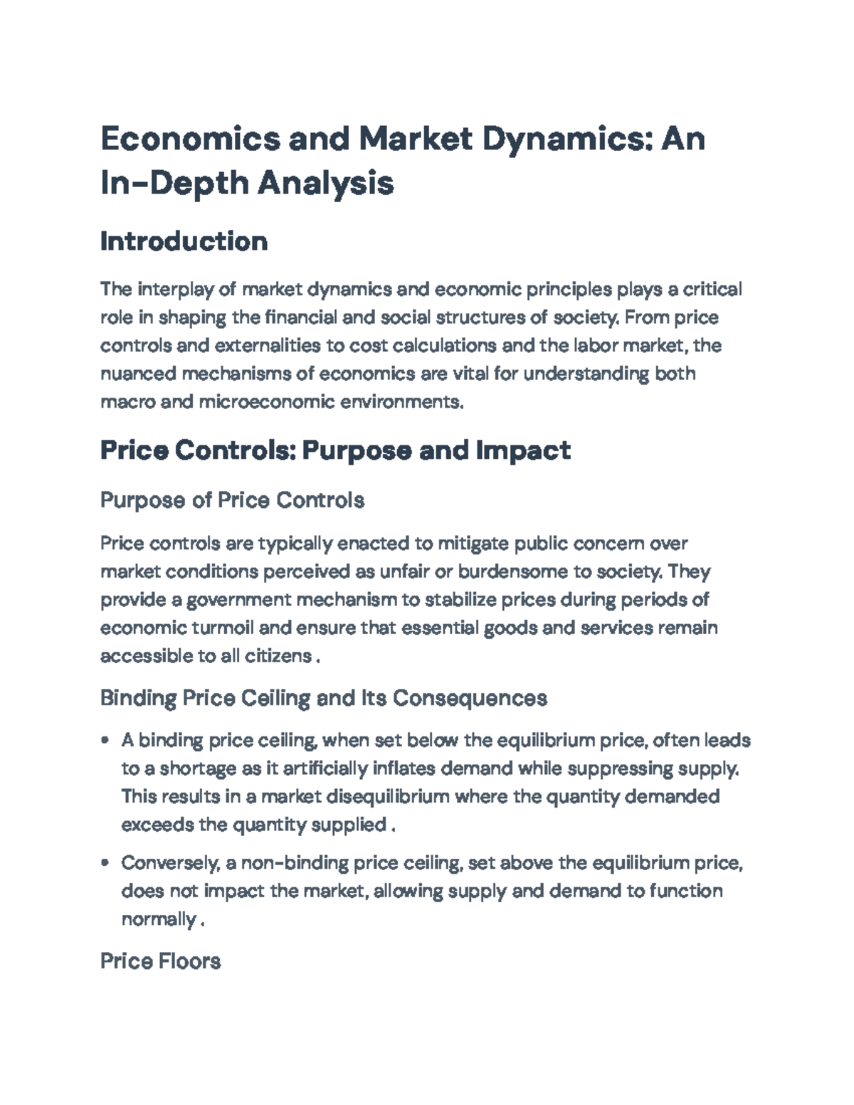Economics 101: Price Controls, Externalities & Labor Market Dynamics ...