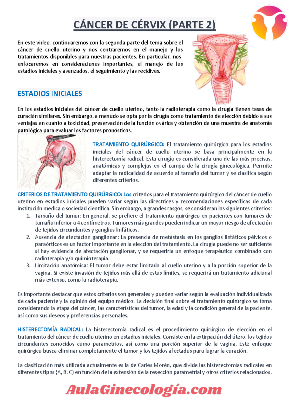 CÁNCER DE CÉRVIX (PARTE 2): Manejo y Tratamientos Disponibles - Studocu