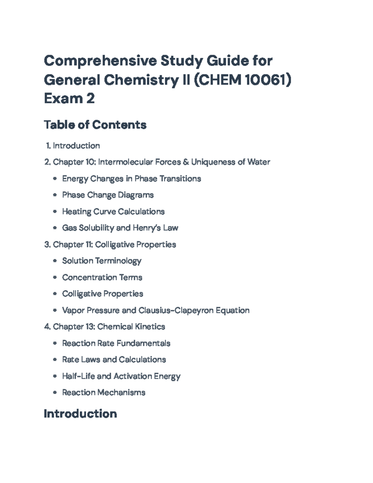 Study Guide for General Chemistry II (CHEM 10061) Exam 2 Prep - Studocu