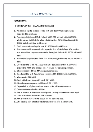 Tally WITH GST - TALLY WITH GST QUESTIONS- [ GSTIN/UIN NO ...