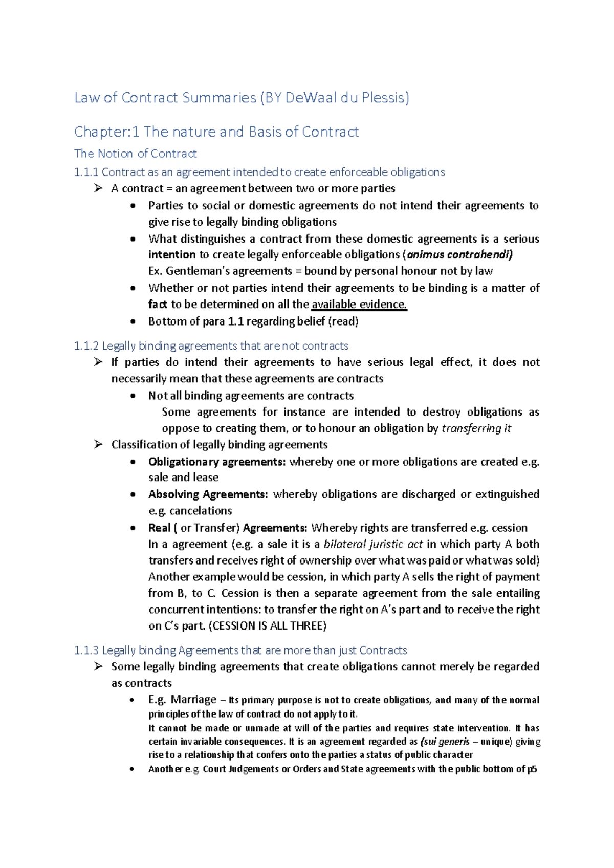 Cession Explained: Law of Contracts 211 Overview and Examples - Studocu