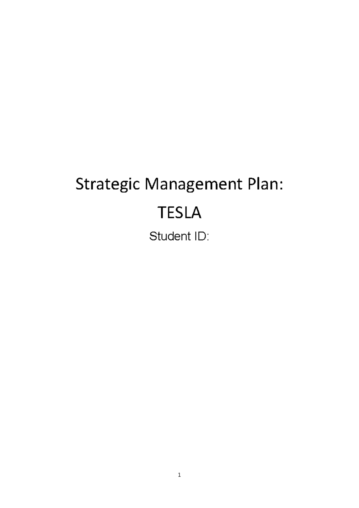 Strategic Management Plan for TESLA: Business Strategy Analysis - Studocu