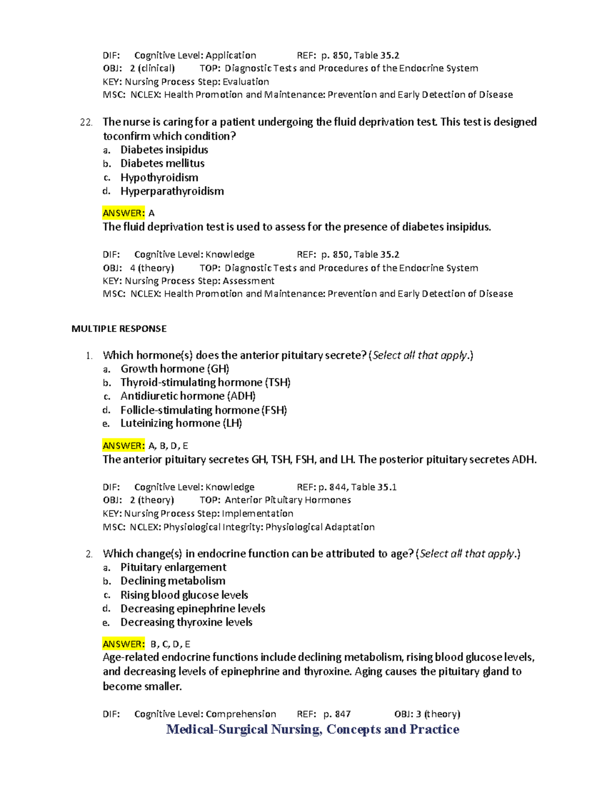 NURS 202: Diagnostic Tests & Procedures in Endocrine Nursing - Studocu